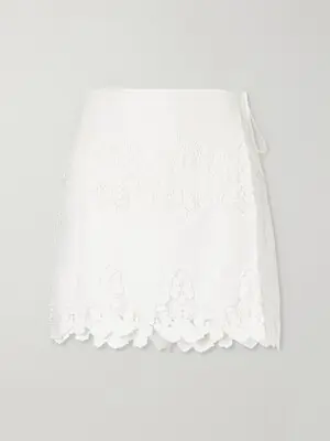 MIGUELINA Miguelina Embroidered Cotton And Linen-Blend Skort