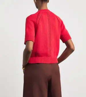 ME+EM Organic Cotton Knit Top With Pointelle Detailing