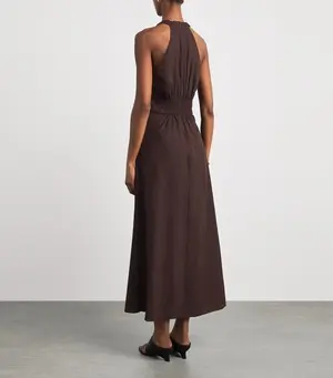 ME+EM Linen-blend Twist-front Midi Dress