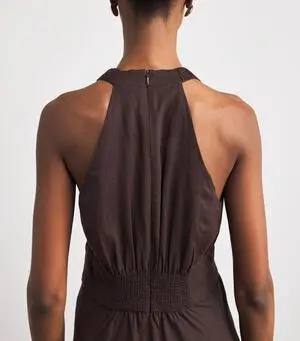 ME+EM Linen-blend Twist-front Midi Dress