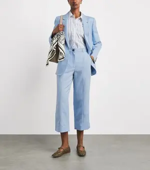 ME+EM Straight Cropped Trousers - Blue
