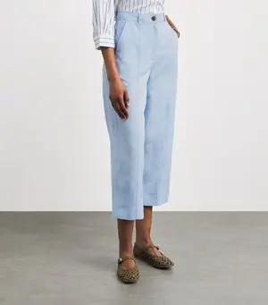 ME+EM Straight Cropped Trousers - Blue