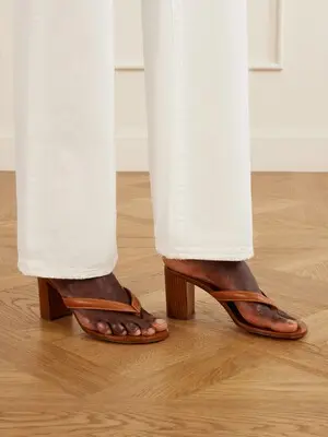 GIANVITO ROSSI Leather Thong Sandals With Block Heel