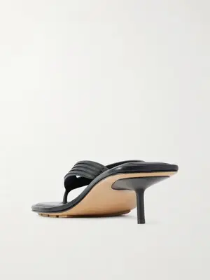 Bottega Veneta Sampieri Thong" Rubber And Leather Heeled Sandals - Black