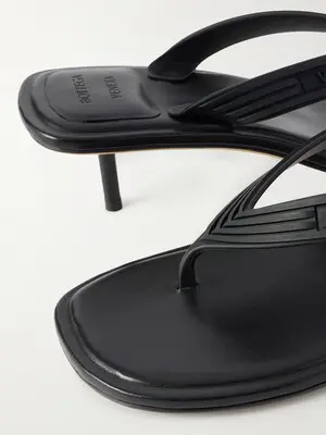 Bottega Veneta Sampieri Thong" Rubber And Leather Heeled Sandals - Black