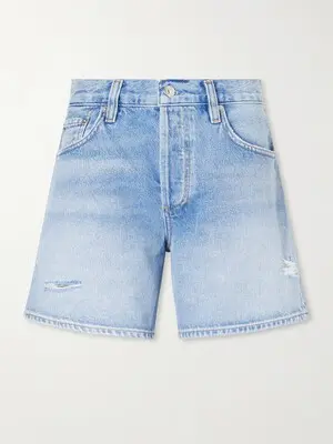Citizens Of Humanity Billie Distressed Organic Denim Shorts - Blue