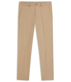 BOSS Slim-fit Cotton And Silk Trousers With Stretch - Beige