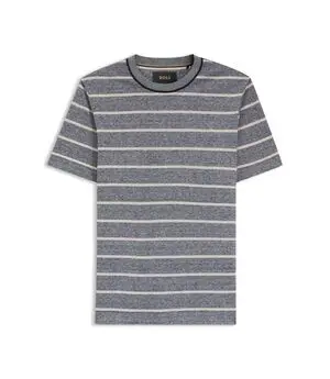 BOSS Cotton-linen T-shirt With Horizontal Stripe
