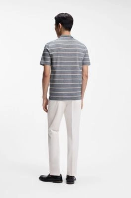 BOSS Cotton-linen T-shirt With Horizontal Stripe