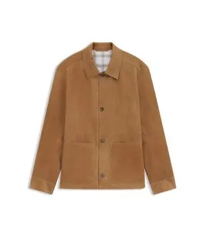 BOSS Suede Jacket With Checkered Lining - Beige