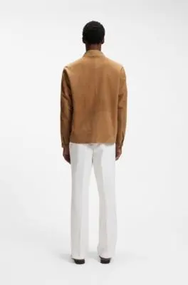 BOSS Suede Jacket With Checkered Lining - Beige