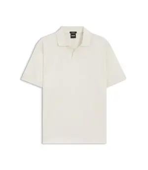 BOSS Cotton-jacquard Polo Shirt With Johnny Collar - White