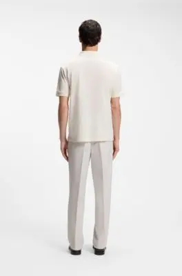 BOSS Cotton-jacquard Polo Shirt With Johnny Collar - White