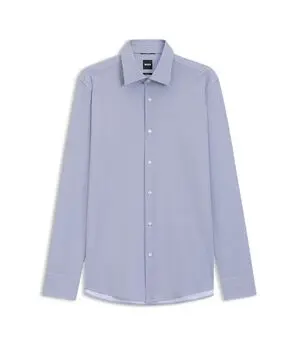 BOSS Slim-fit Shirt In Printed Performance Stretch Fabric - Light Blue