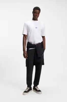 Hugo Cotton-terry Sweatpants With Logo Patch - Black