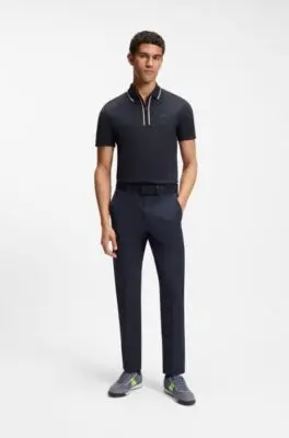 BOSS Active Slim-fit Polo Shirt In Moisture-wicking Stretch Cotton - Dark Blue