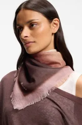 BOSS Printed Scarf In Linen And Cotton
