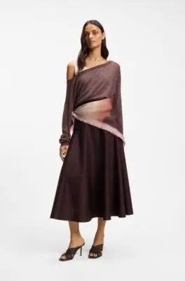 BOSS Printed Scarf In Linen And Cotton
