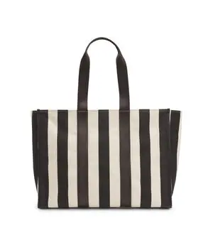 BOSS Striped Canvas Tote Bag - Black