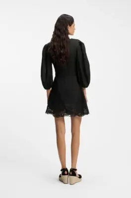BOSS A-line Dress With Embroidered Lace Details