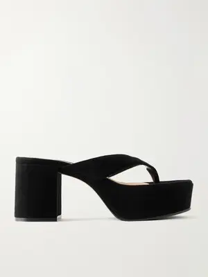 GIANVITO ROSSI 35 Suede Platform Thong Sandals - Black