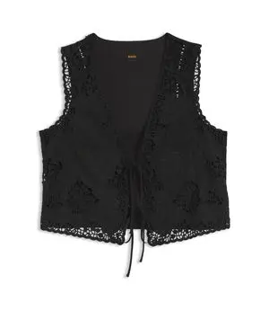 BOSS Embroidered Waistcoat With Tie Closure