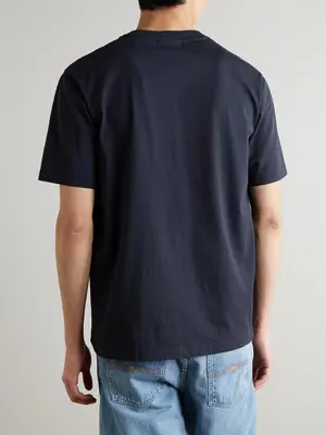 Nn07 Adam App 3209 Logo-appliquéd Pima Cotton-jersey T-shirt - Blue