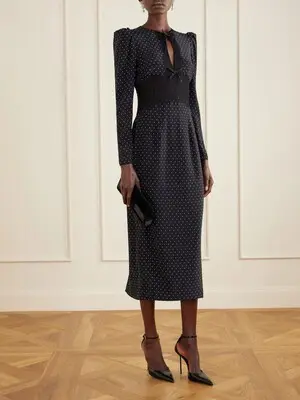 Alessandra Rich Polka-dot Silk Midi Dress