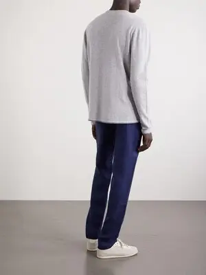 Sease Straight-leg Linen And Cotton-blend Drawstring Trousers - Blue