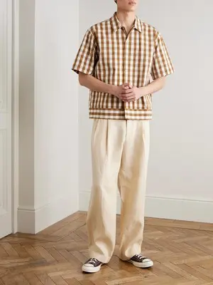 Nn07 Reed 50071 Gingham Cotton Overshirt - Neutrals