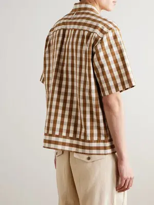 Nn07 Reed 50071 Gingham Cotton Overshirt - Neutrals