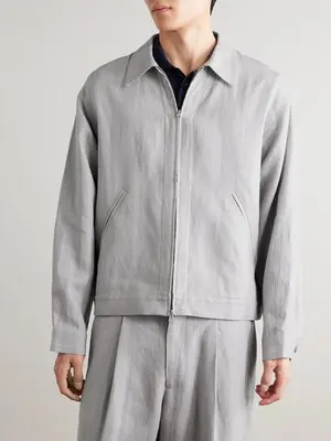 Nn07 Petrus 1455 Oversized Pinstriped Linen Blouson Jacket - Gray