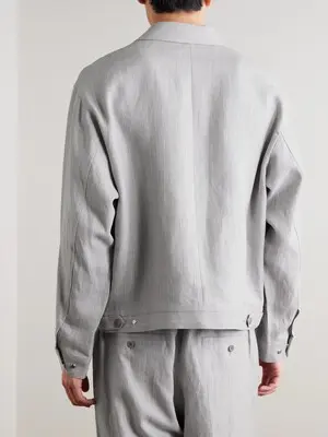 Nn07 Petrus 1455 Oversized Pinstriped Linen Blouson Jacket - Gray