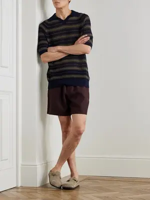 Nn07 Gregor 1454 Straight-leg Linen Drawstring Shorts - Brown