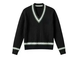 BLVCK Knit V-neck Sweater With Striped Trim