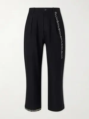 KARTIK RESEARCH Straight-leg Embroidered Wool Trousers