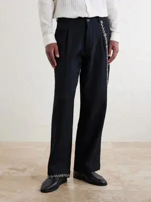 KARTIK RESEARCH Straight-leg Embroidered Wool Trousers