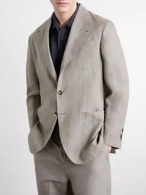 Brunello Cucinelli Linen-twill Suit Jacket - Green