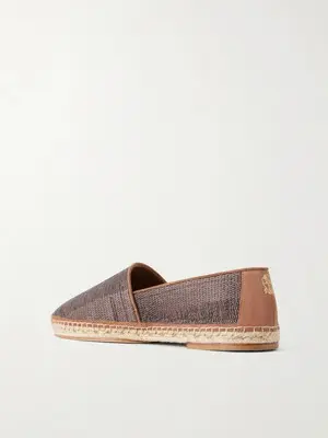 Brunello Cucinelli Woven Raffia And Leather Trimmed Espadrilles - Brown