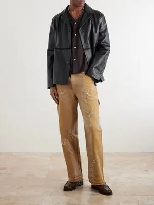 KARTIK RESEARCH Embroidered Leather Blazer