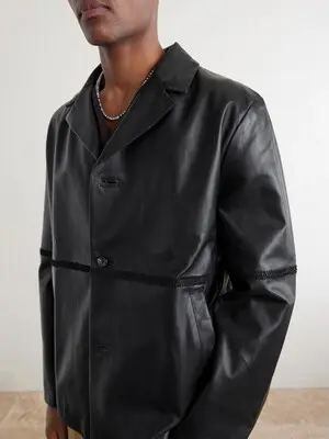 KARTIK RESEARCH Embroidered Leather Blazer