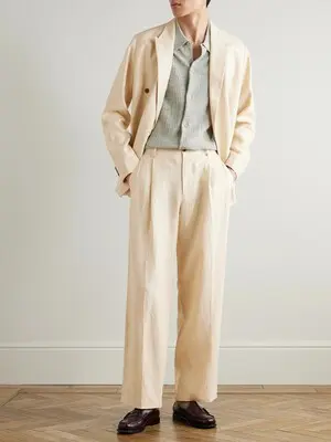 Nn07 Justin 1454 Wide-leg Pleated Linen Trousers - Yellow
