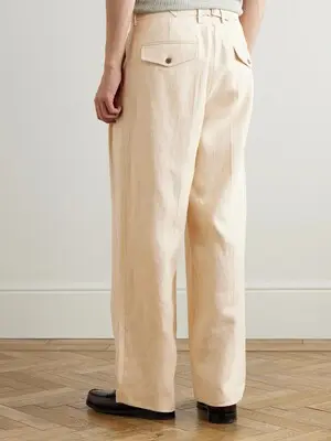 Nn07 Justin 1454 Wide-leg Pleated Linen Trousers - Yellow