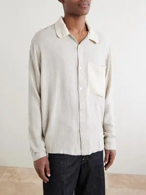 KARTIK RESEARCH Crochet-trimmed Ramie And Cotton-blend Shirt