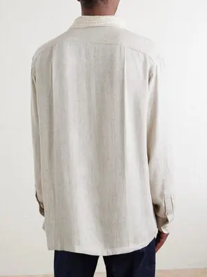 KARTIK RESEARCH Crochet-trimmed Ramie And Cotton-blend Shirt