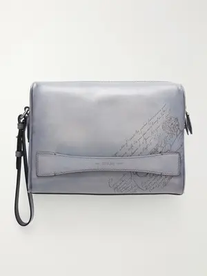 Berluti Rosewood Neo Scritto Venezia Leather Pouch - Blue