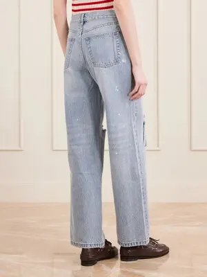 Still Here Painter Distressed Straight-leg Jeans - Blue