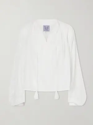 Thierry Colson Guise Embroidered Cotton Blouse