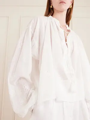 Thierry Colson Guise Embroidered Cotton Blouse