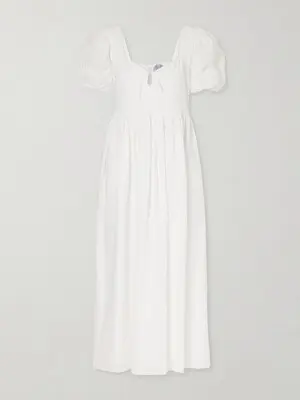 Thierry Colson Calliope Embroidered Cotton Midi Dress - Neutrals